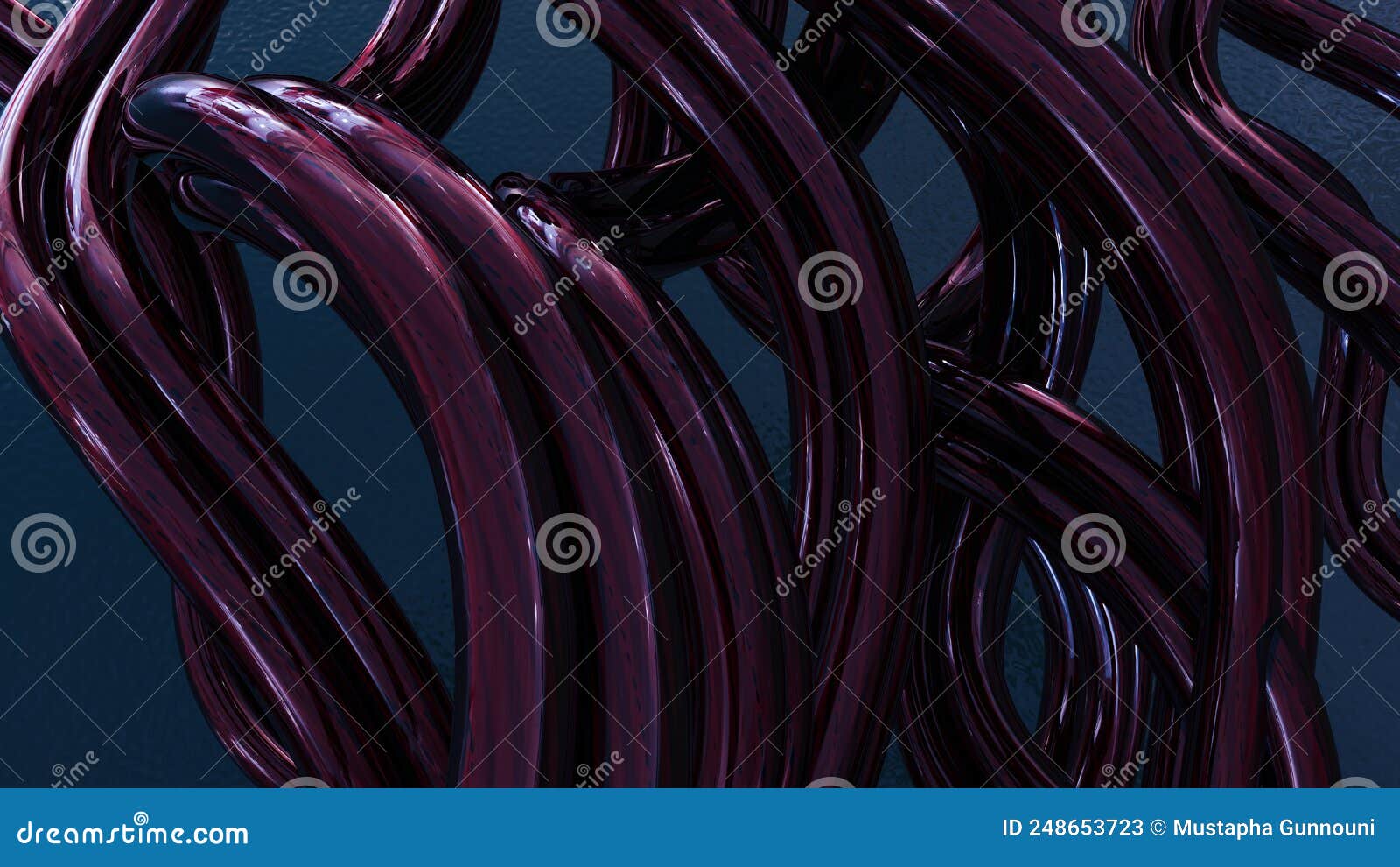 Colored 3d Wires on a Dark Background. Abstract Curved Cable Stock ...