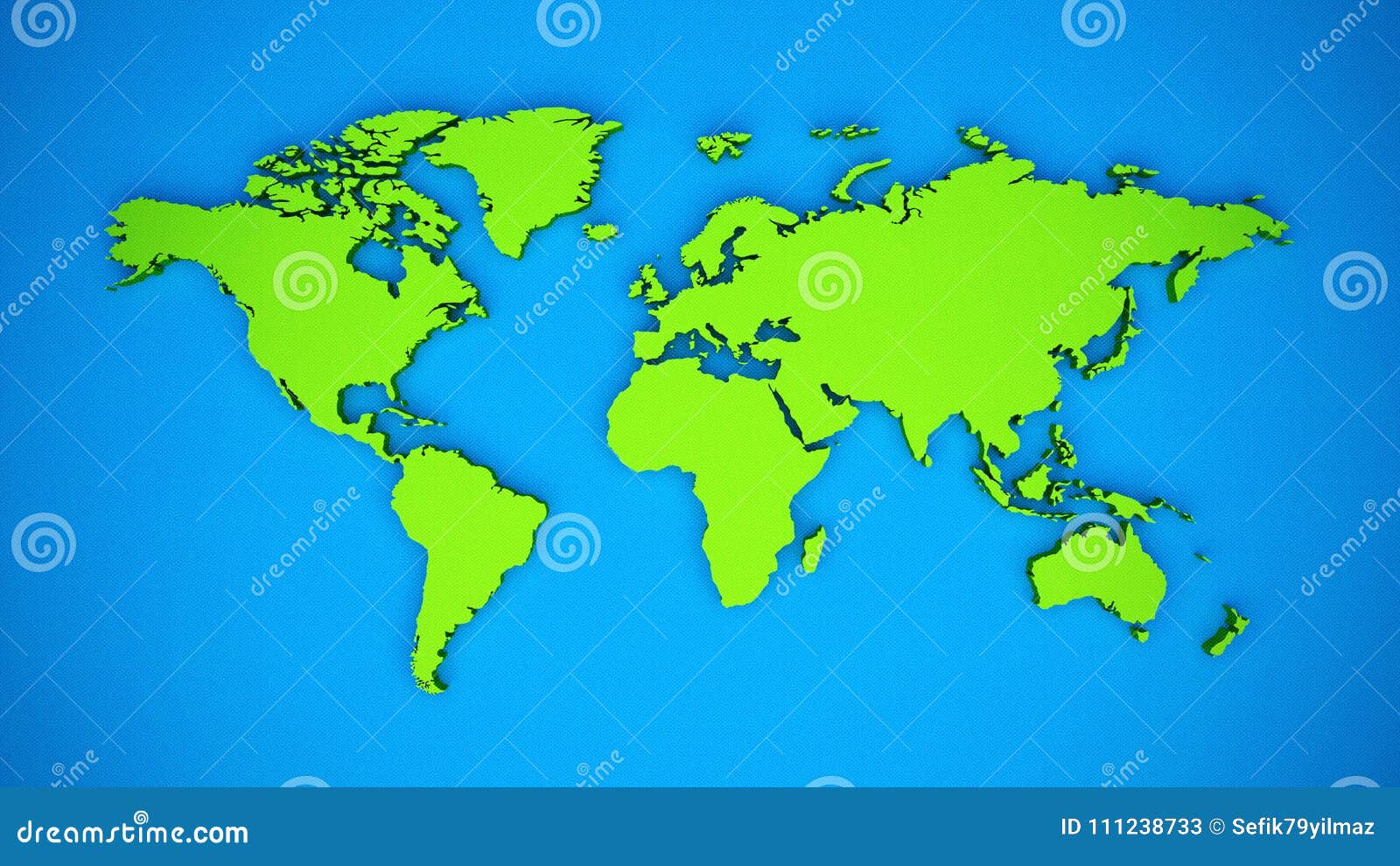 Colored 3D world map theme stock illustration. Illustration of blue ...