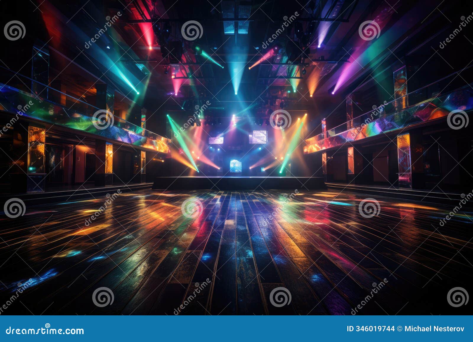 Colored Dance Floor in a Night Disco Club Stock Photo - Image of room ...