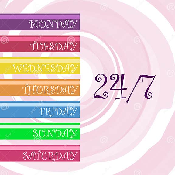 Colored days of the week stock vector. Illustration of chips - 78274503