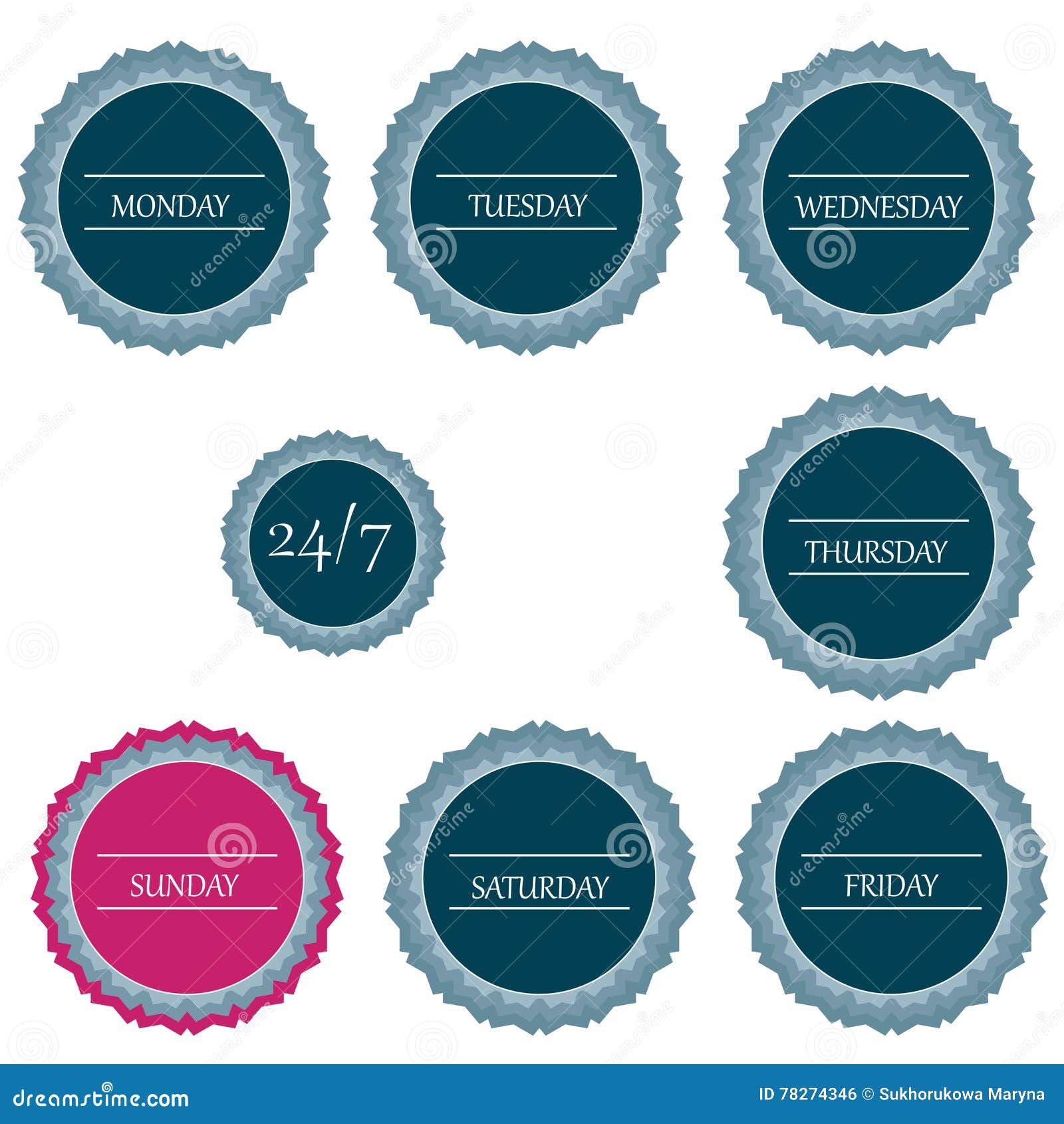 Colored days of the week stock vector. Illustration of paper - 78274346