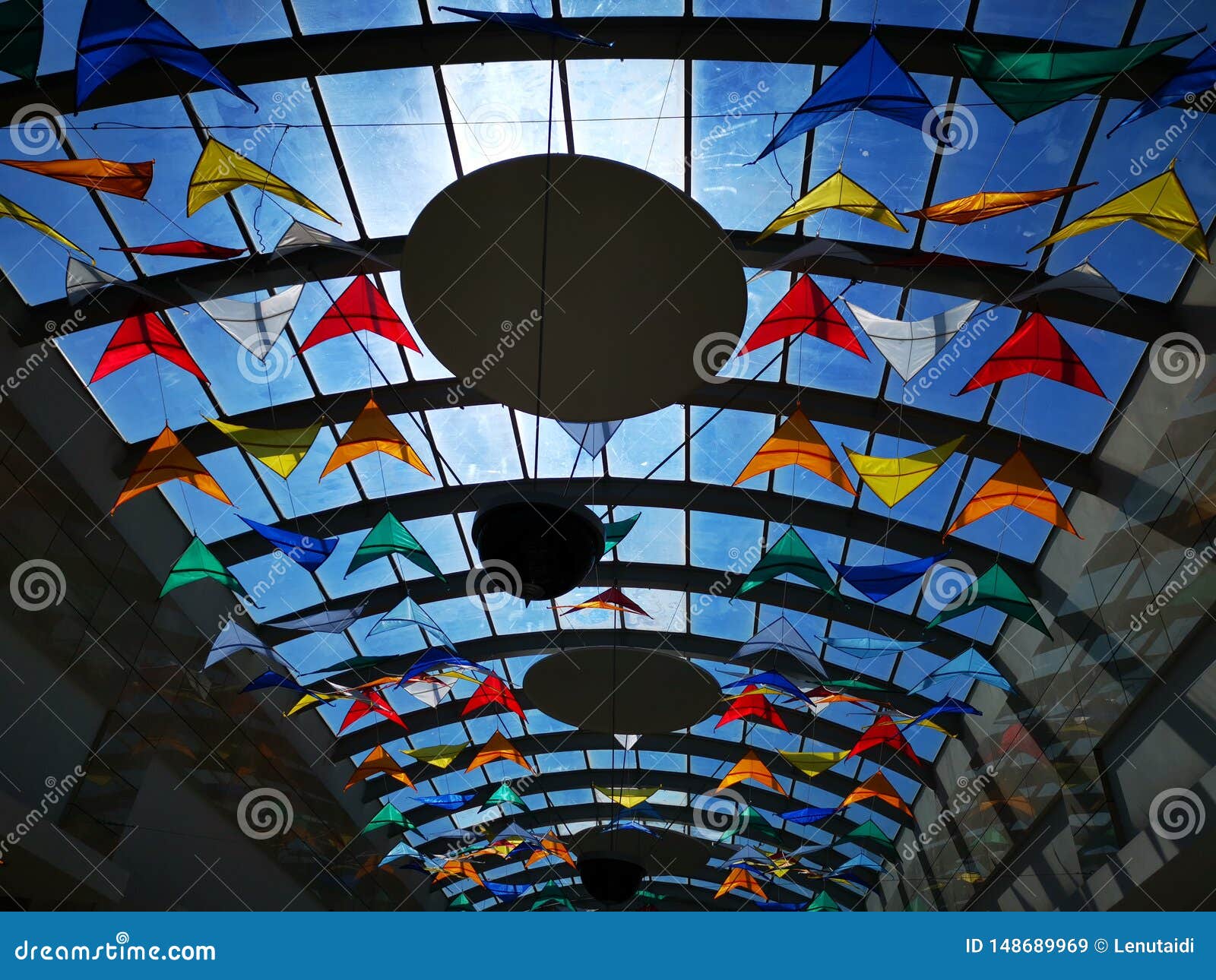 Colored Decorations in the Shape of Kite on the Ceiling Stock Image ...