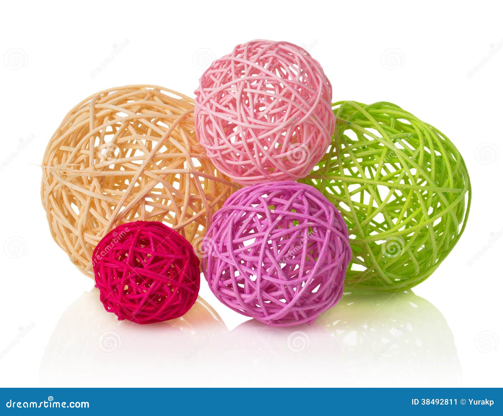 Colored Decorative Wicker Balls, Isolated on White Stock Image - Image ...