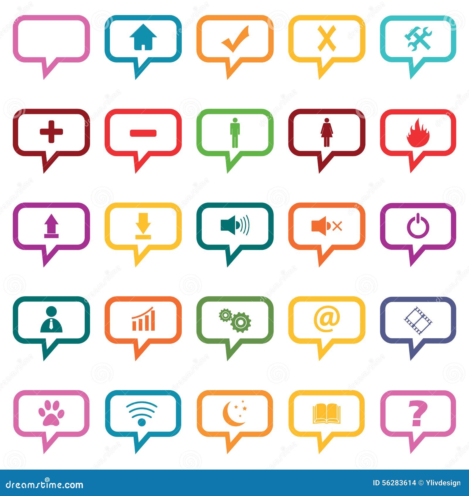 Colored dialog icon set stock vector. Illustration of settings - 56283614