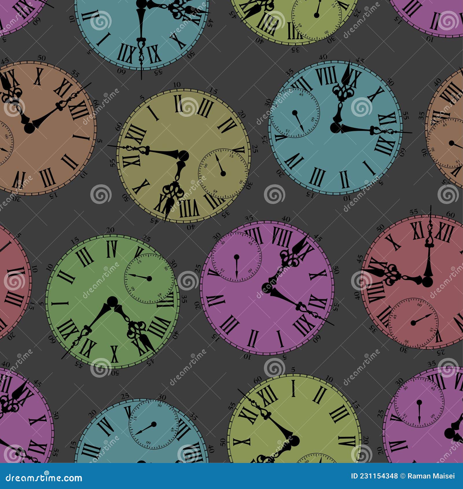 Colored Dials. the Theme of the Passing Time Stock Vector ...