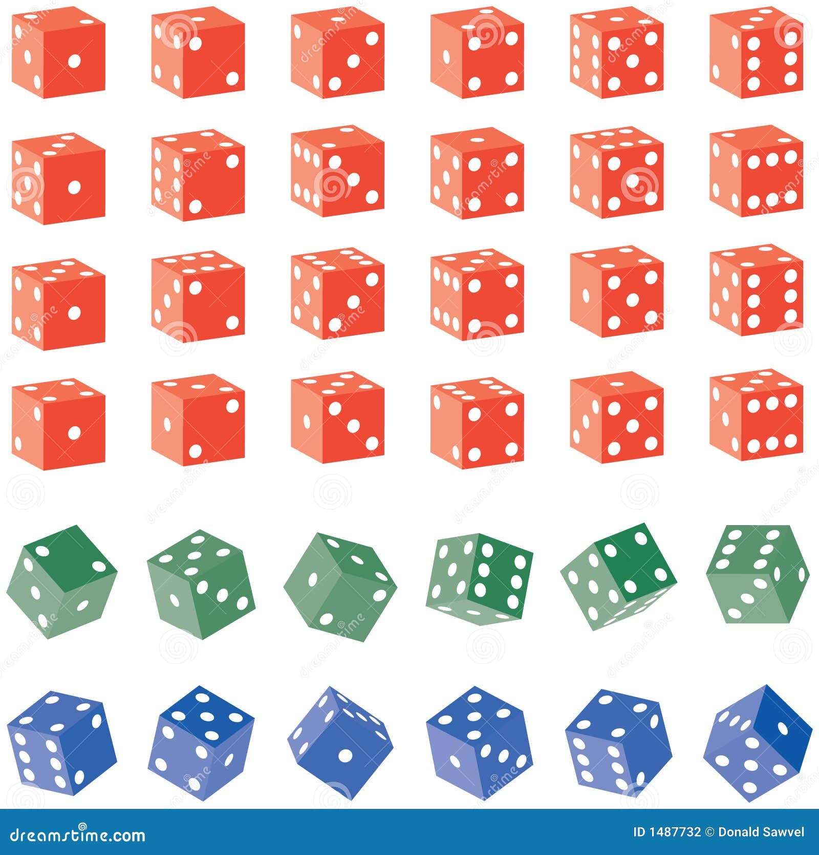 Colored Dice stock vector. Illustration of gamble, casino - 1487732