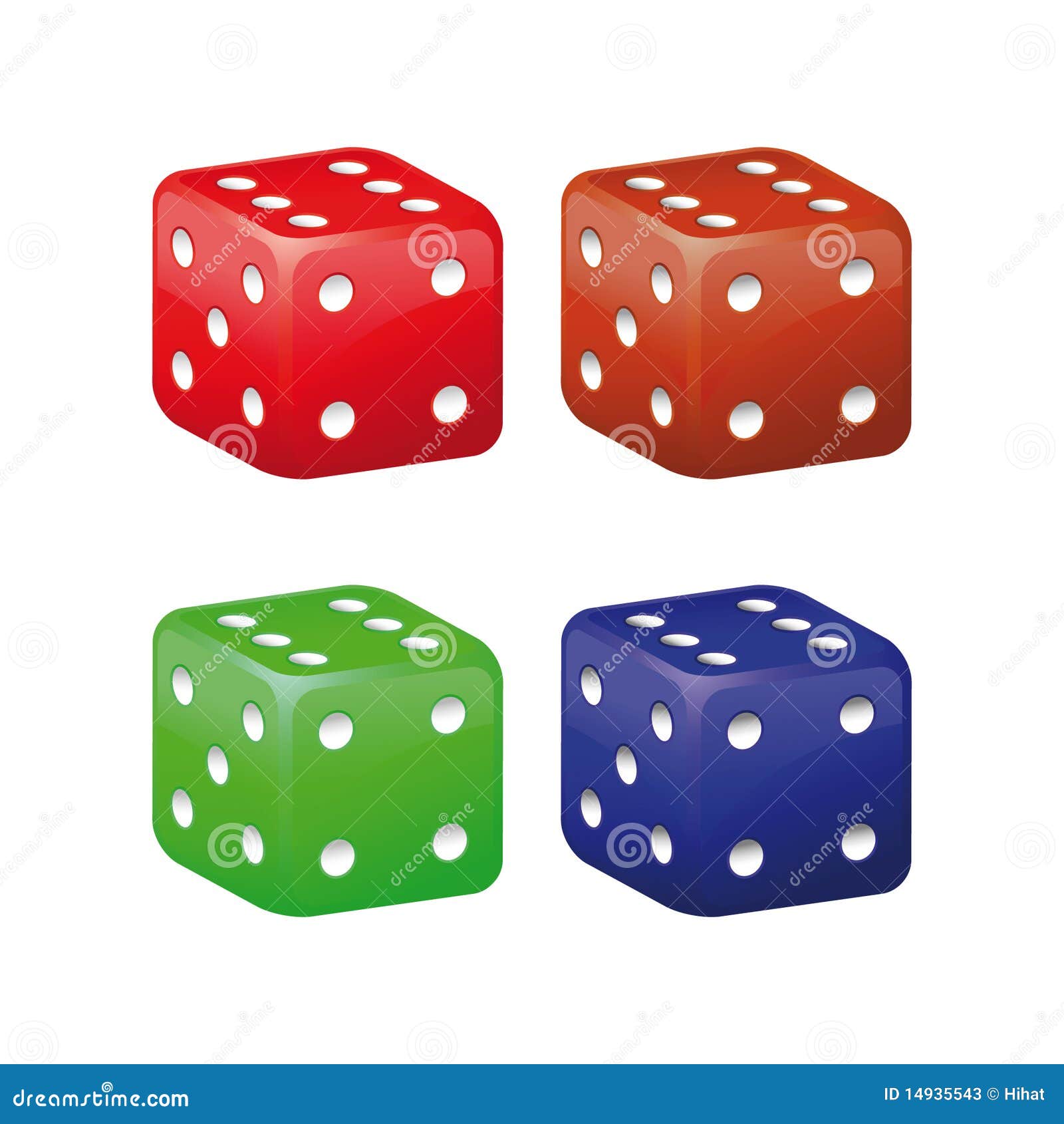Colored Dice on a White Background. Stock Vector - Illustration of ...