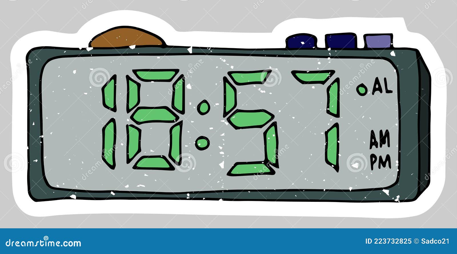 Colored Digital Alarm Clock Doodle Stock Vector - Illustration of ...