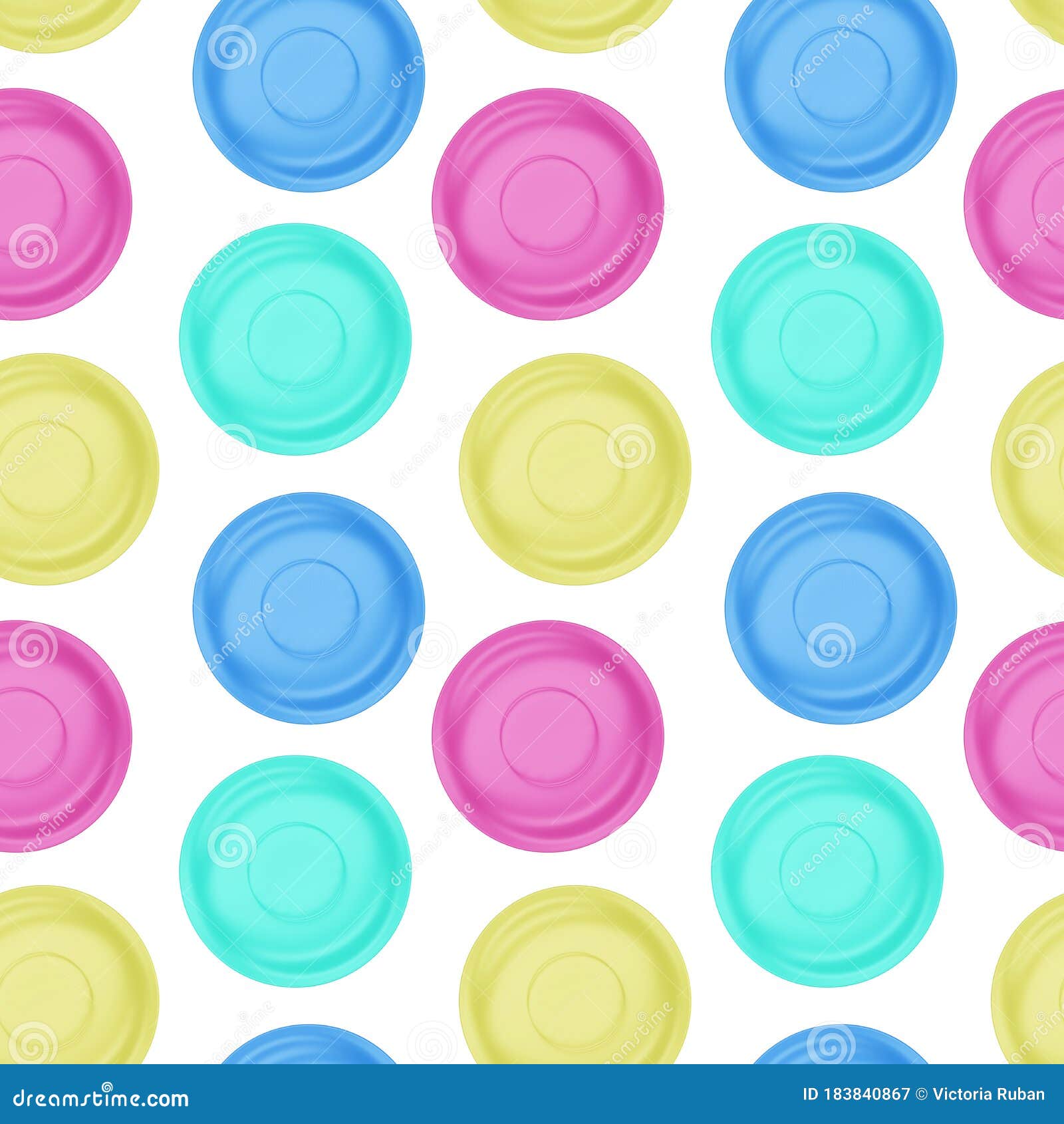 Colored Dinner Plates Isolated on White Stock Illustration ...