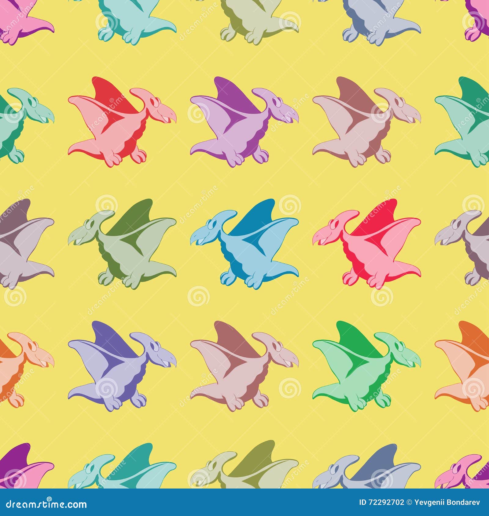 Colored Dinosaurs. Seamless Pattern Stock Vector - Illustration of ...