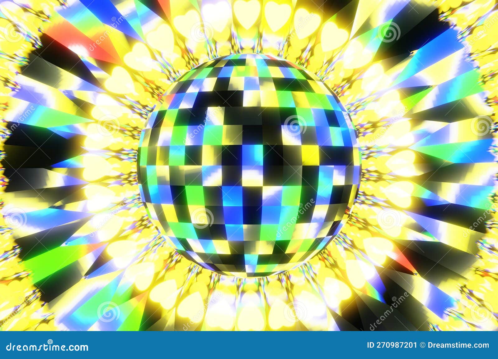 Colored Disco Ball Abstract Background. Disco Ball with Bright Rays ...