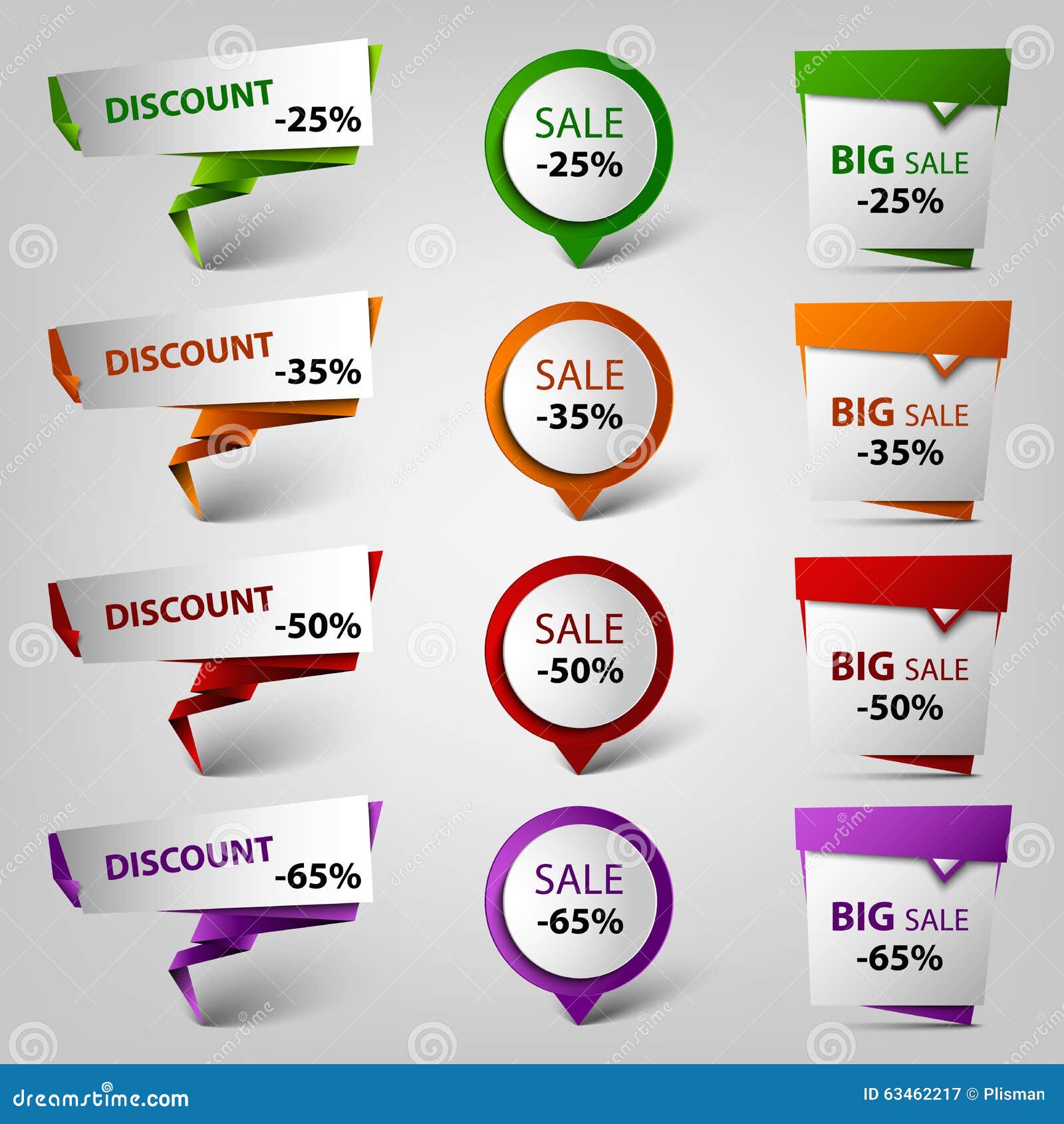 Colored Discount Sale Design Pointers Template Stock Vector ...