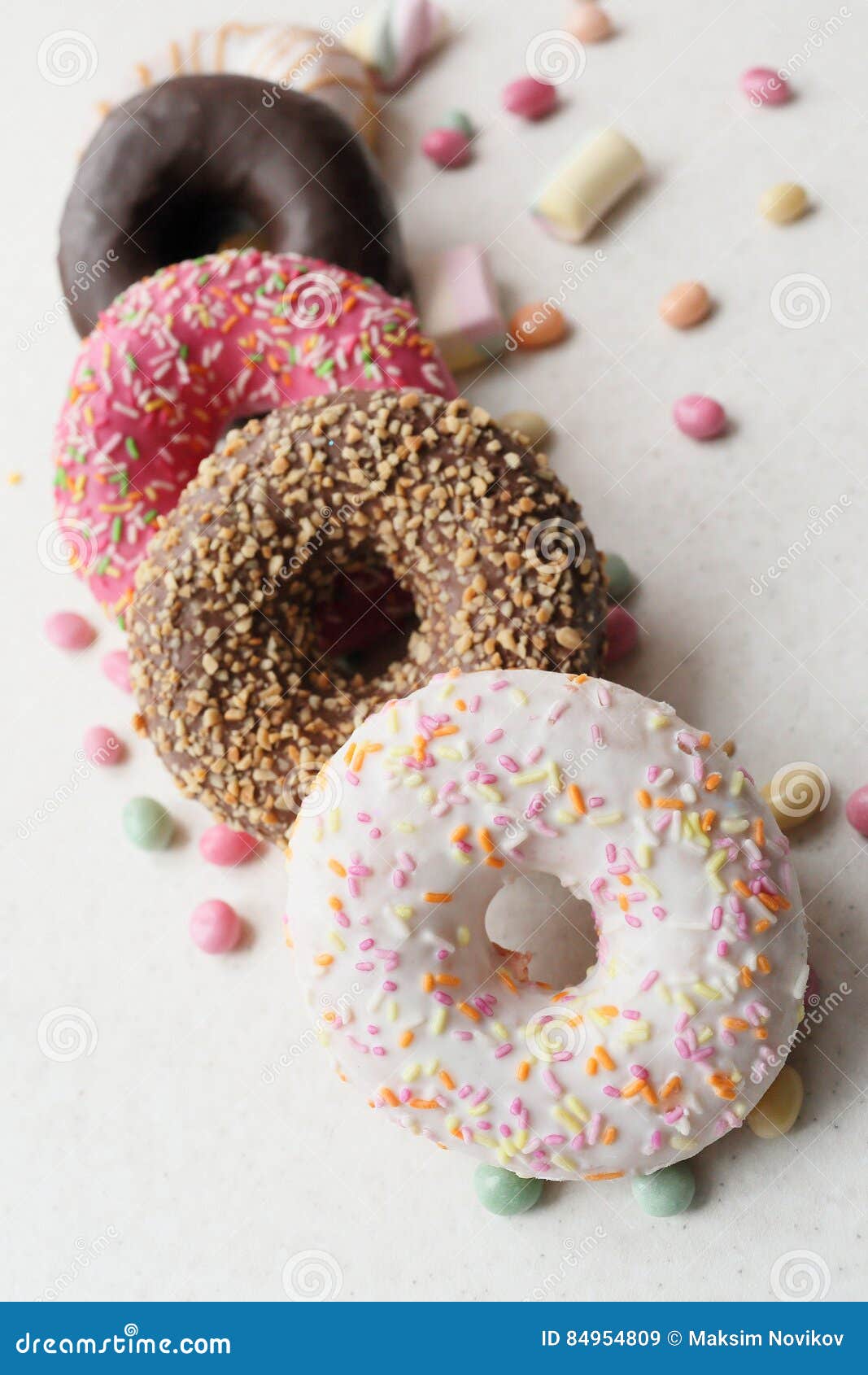 Colored donuts stock image. Image of nuts, weight, delicious - 84954809
