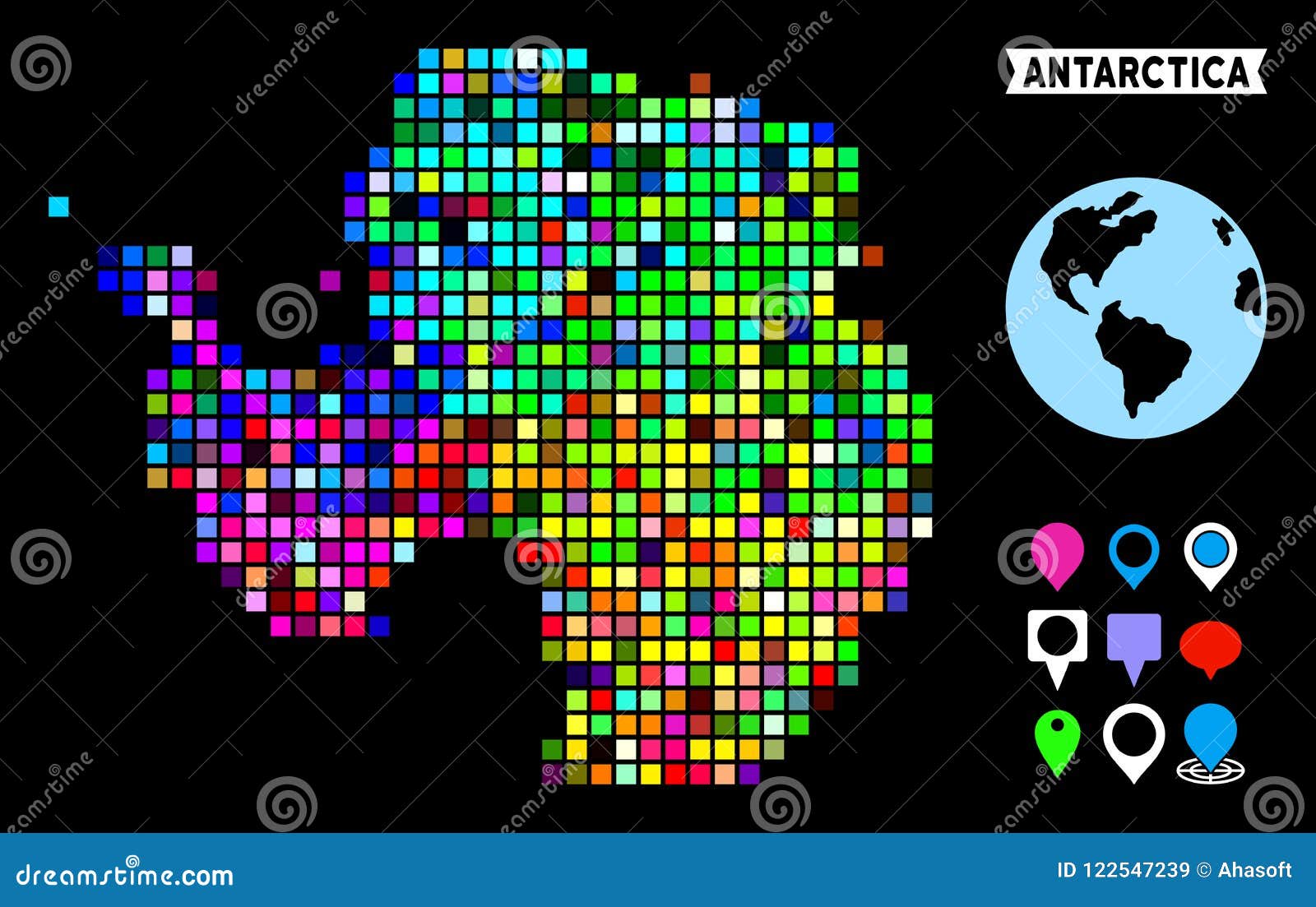 Colored Dot Antarctica Map stock vector. Illustration of composed ...