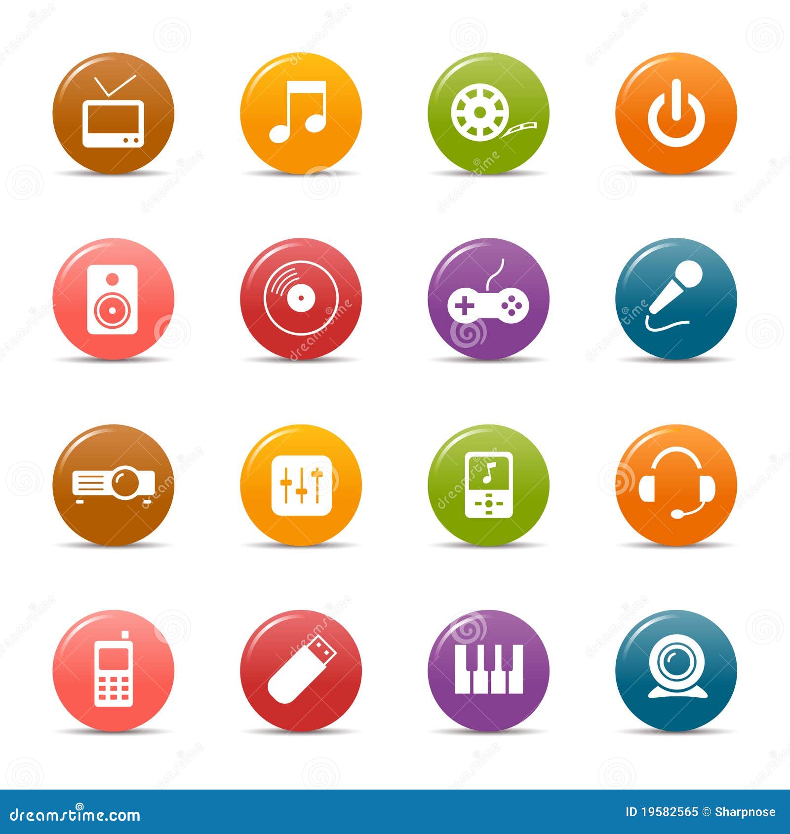 Colored dots - Media Icons stock vector. Illustration of film - 19582565