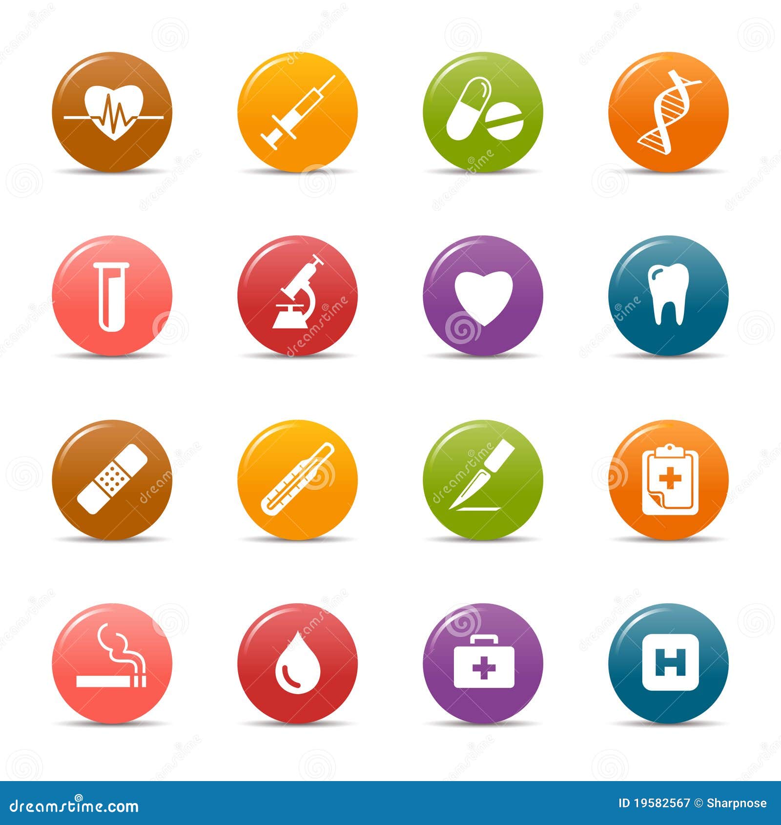 Colored Dots - Medical Icons Stock Vector - Illustration of research ...