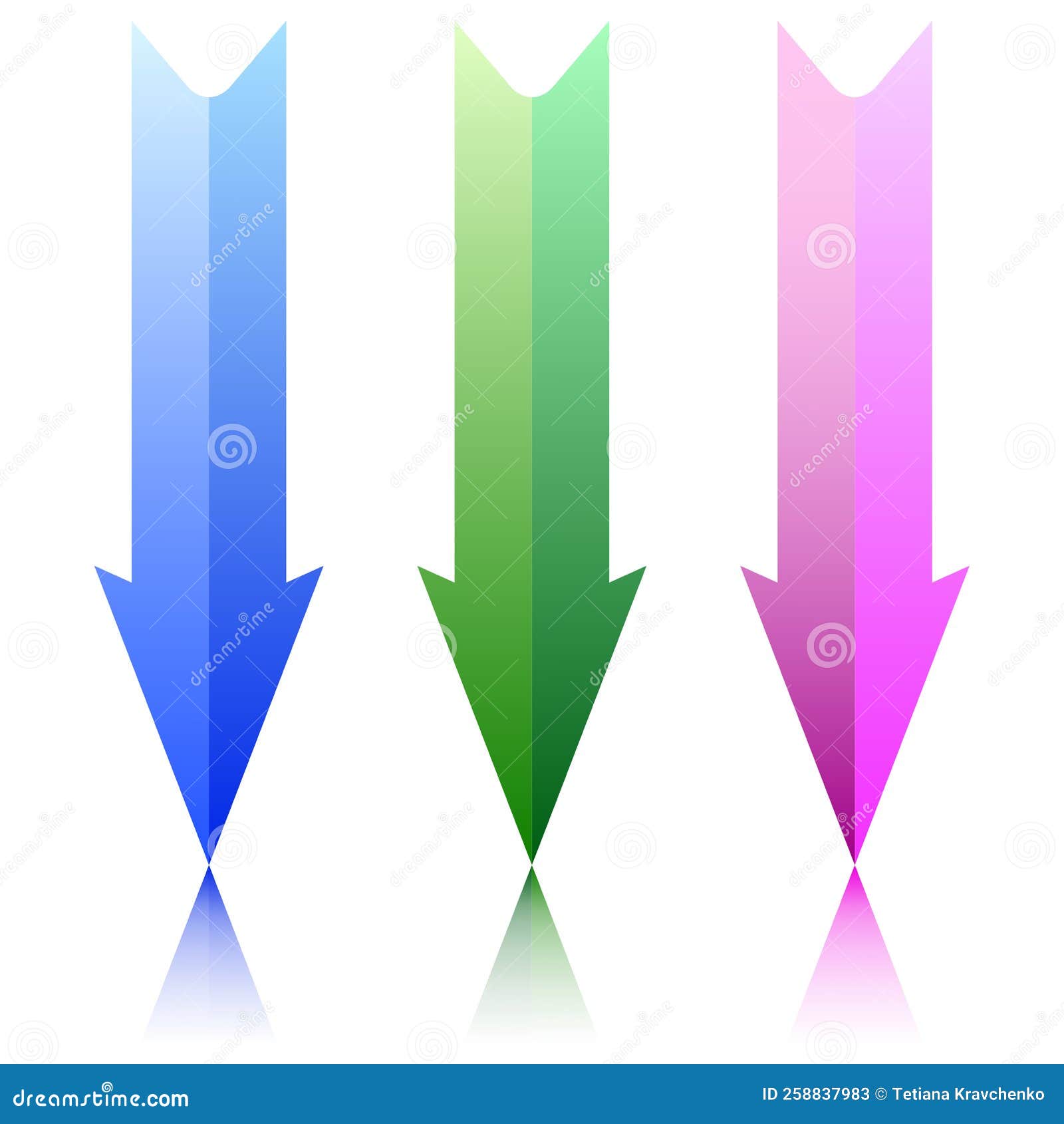 Colored Down Arrows on White Background. Vector Illustration. Stock ...