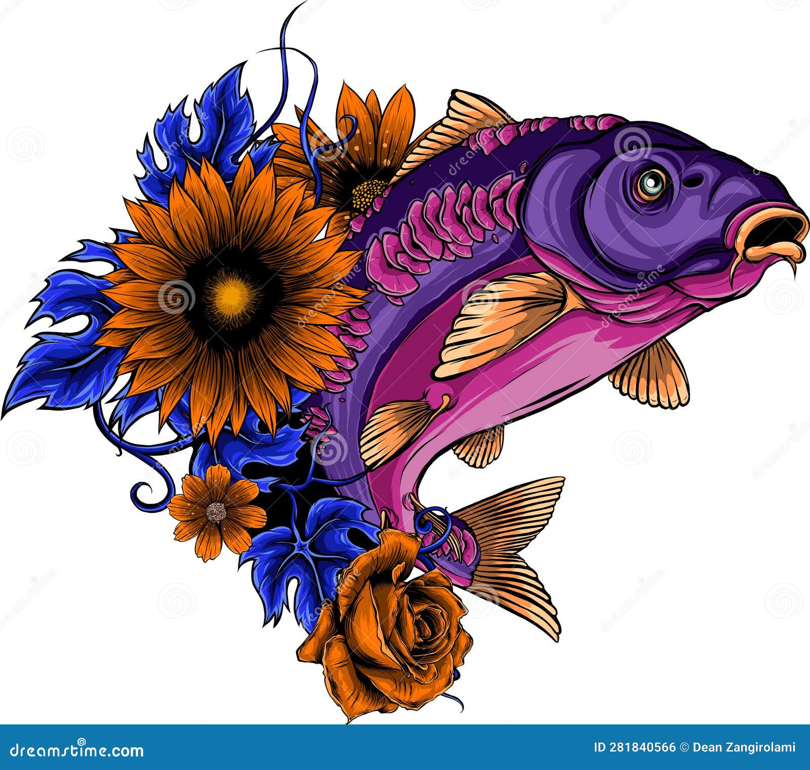 Colored Draw of Carp Fish Vector Illustration Design Stock Vector ...