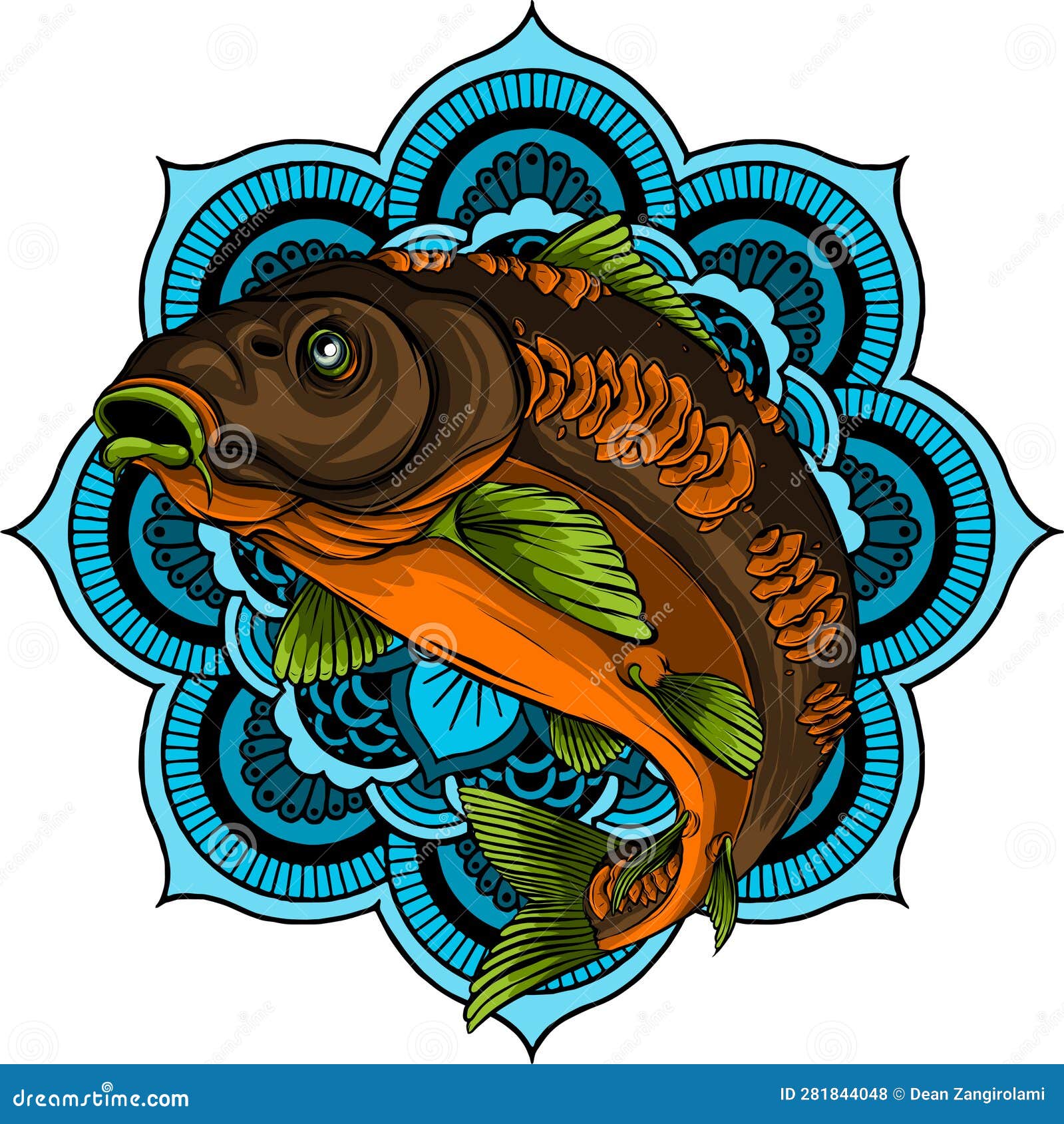 Colored Draw of Carp Fish Vector Illustration Design Stock Vector ...