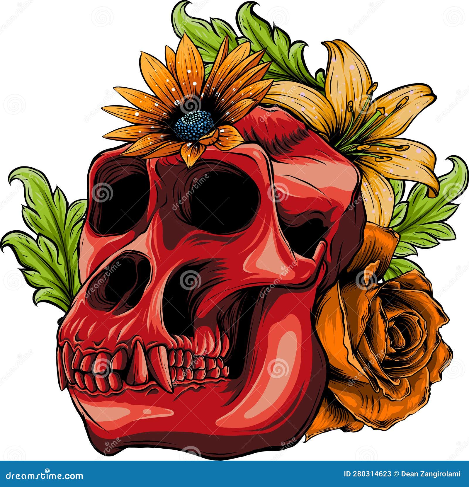 Colored Draw of Monkey Skull Vector Illustration Design Stock Vector ...