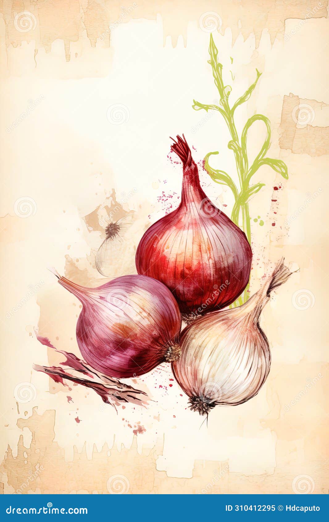 Colored Drawing on Paper of Some Purple Onions Stock Illustration ...
