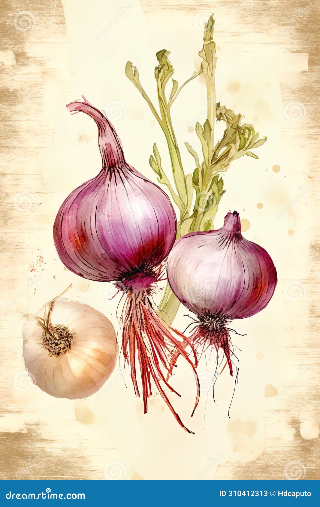 Colored Drawing on Paper of Some Purple Onions Stock Illustration ...