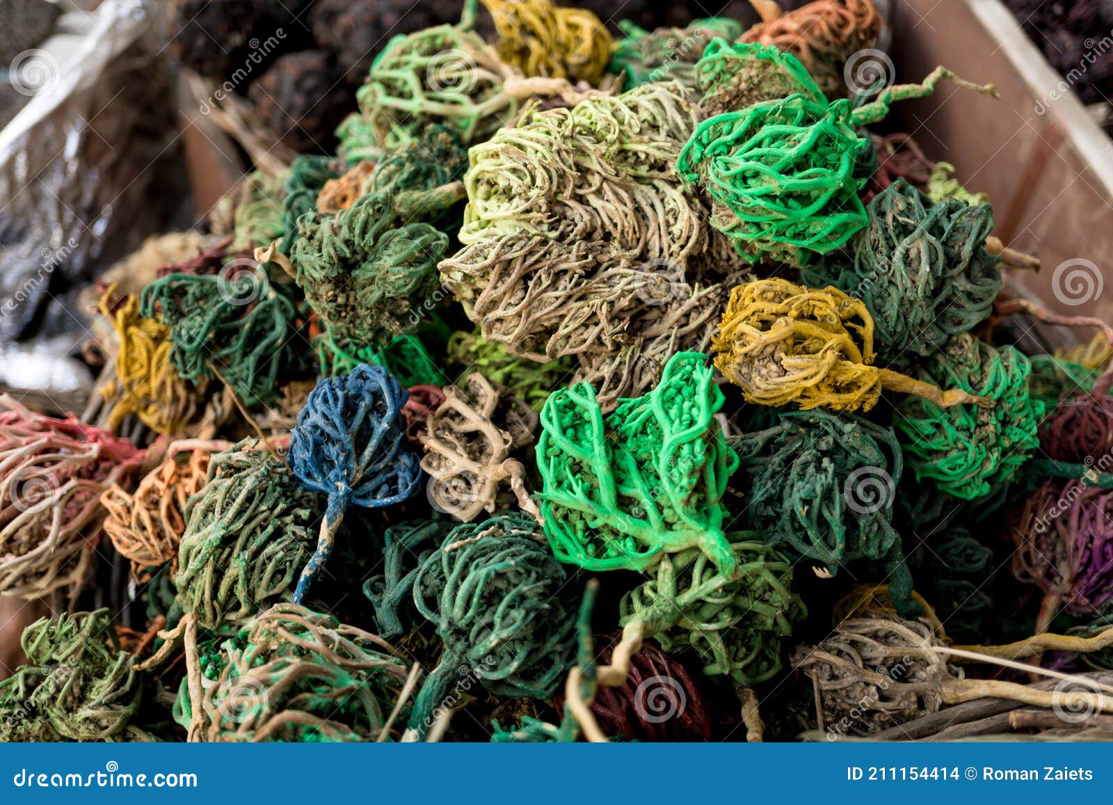 Colored Dried Seaweed Shaped into Decorative Balls Stock Photo - Image ...
