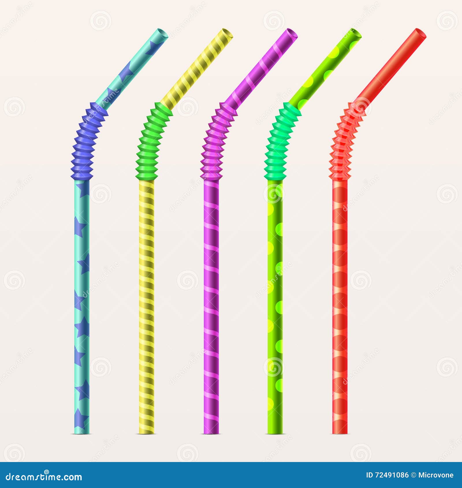 Colored Drinking Straws. Vector Set Stock Vector - Illustration of ...
