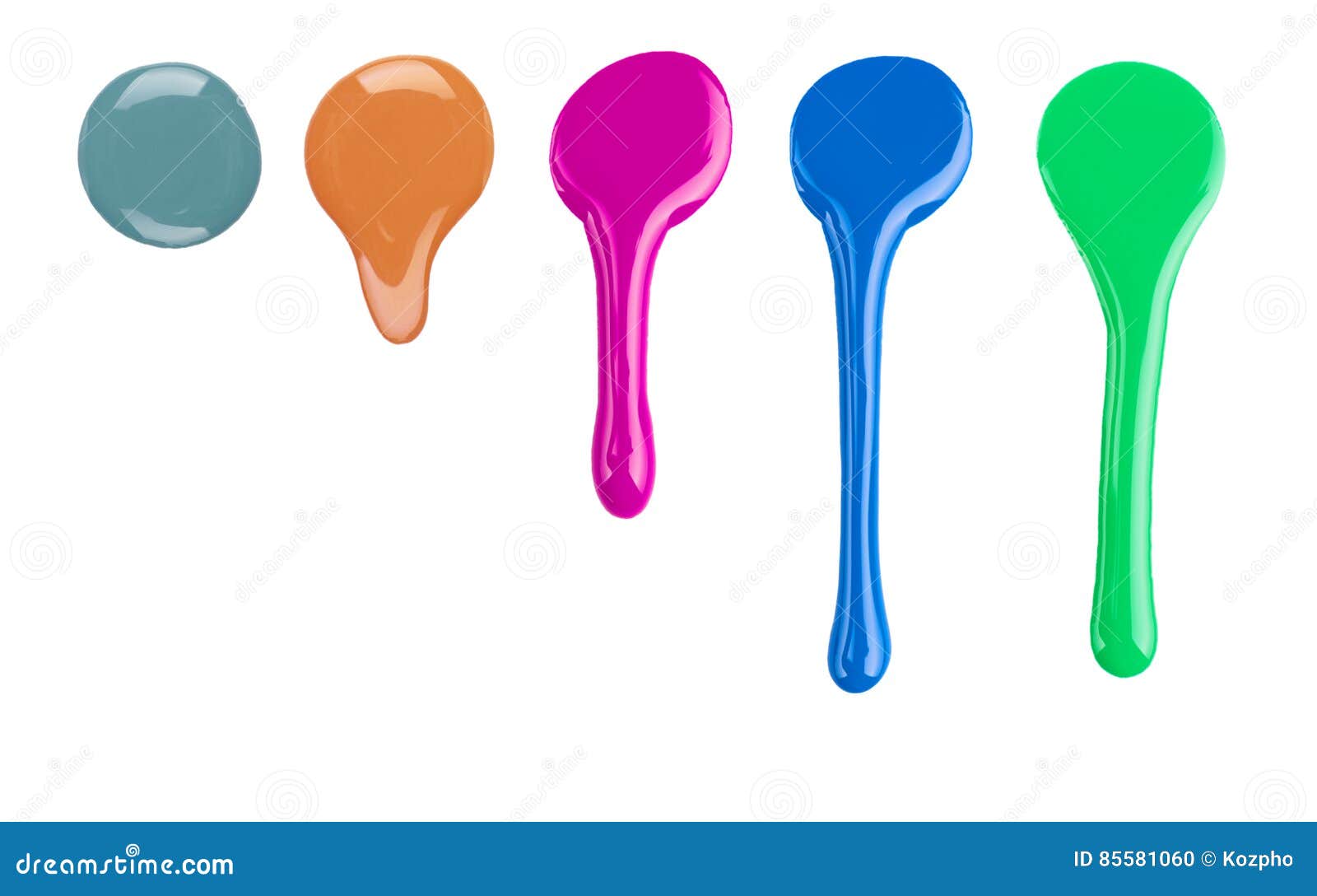 Colored Drip Nail Polish or Paint on White Stock Photo - Image of ...