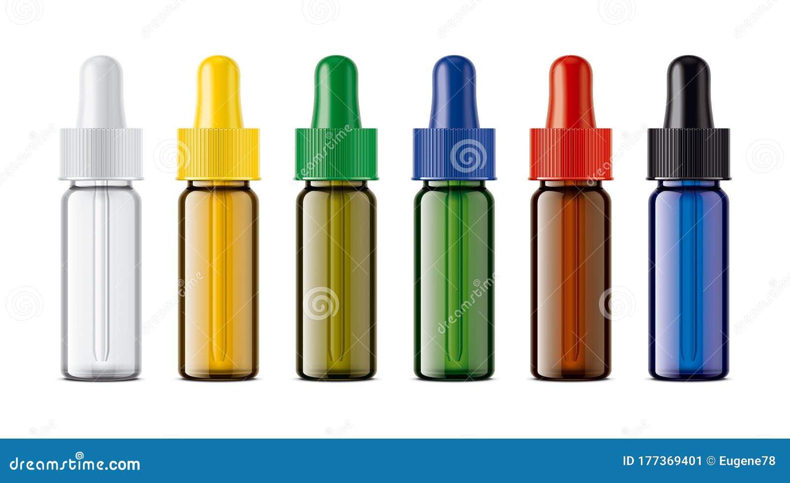 Colored Droppers Bottles Set. Transparent Version. Stock Vector ...