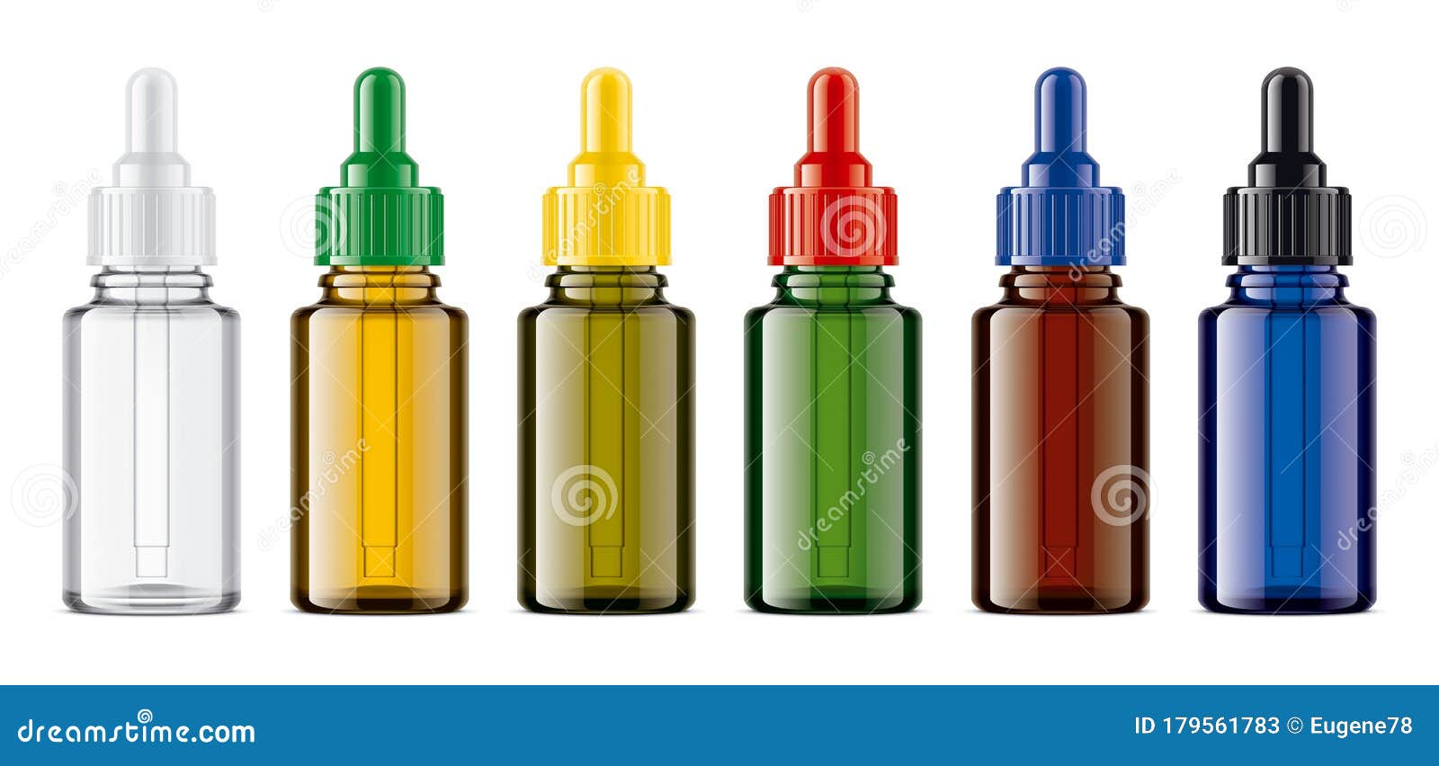 Colored Droppers Bottles Set. Transparent Version. Stock Vector ...