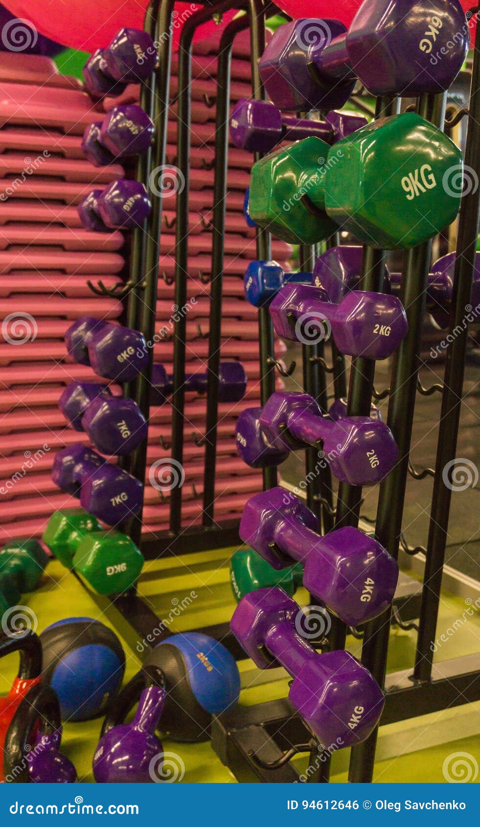 Colored Dumbbells in the Gym Stock Photo - Image of objects, activity ...