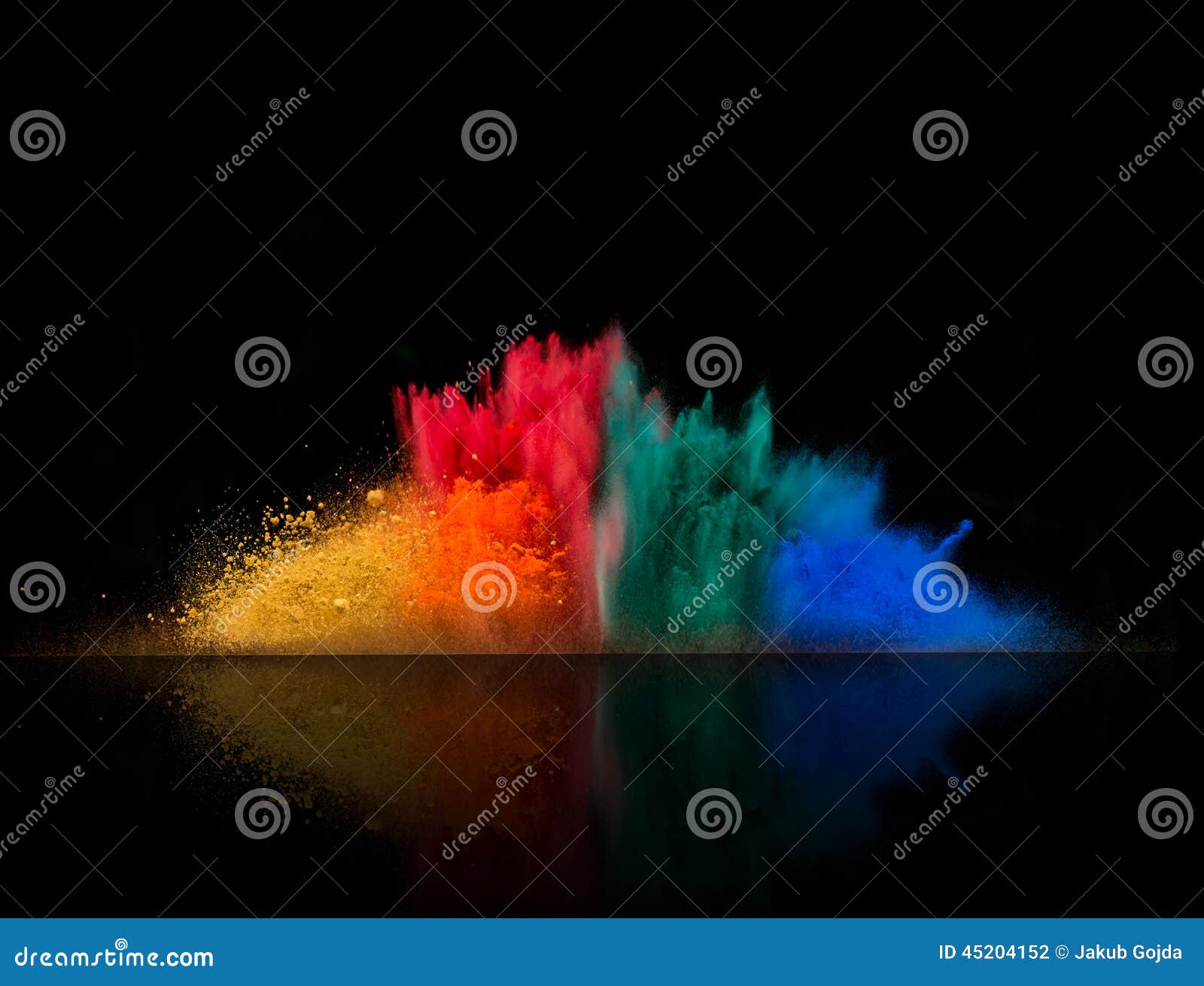Colored Dust Explosion on Black Background Stock Photo - Image of ...