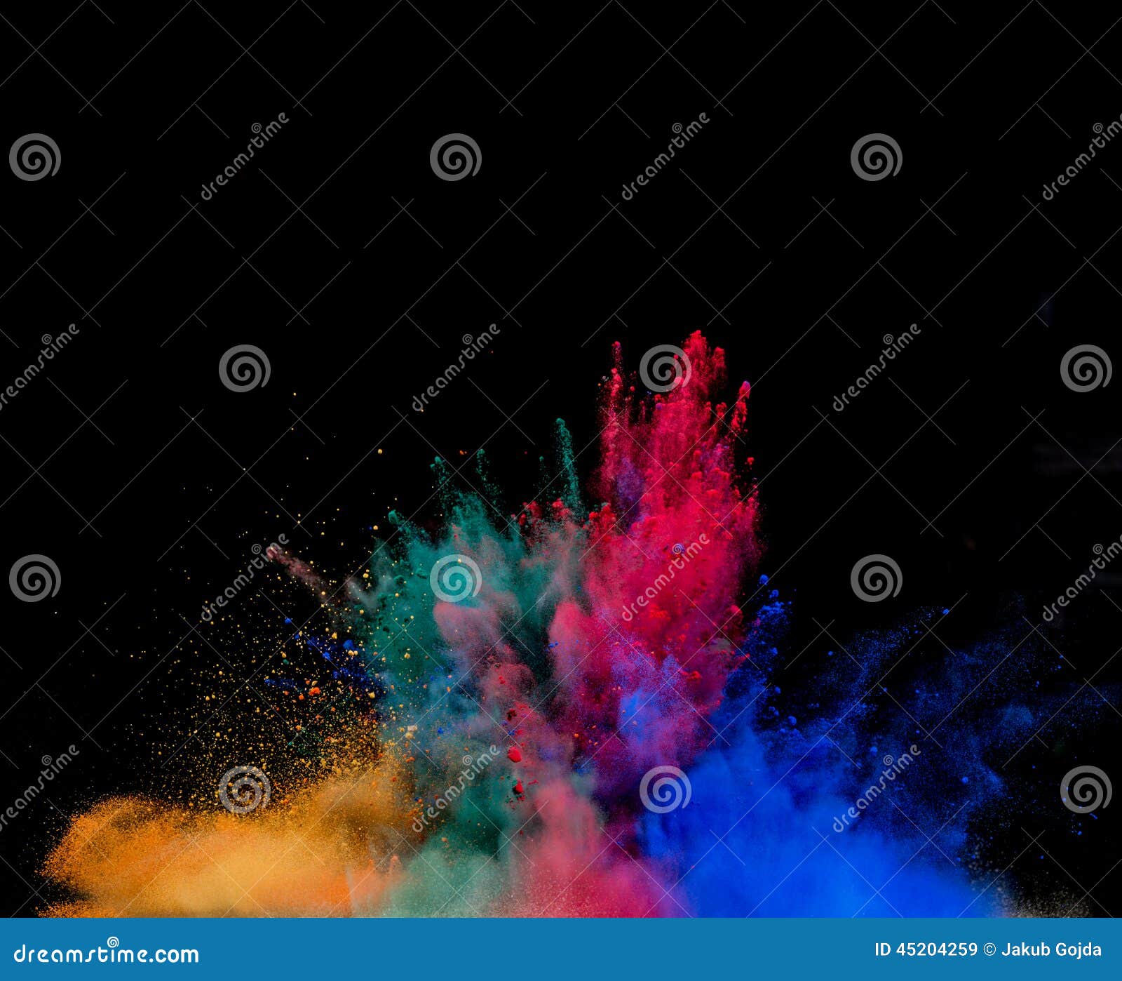 Colored Dust Explosion on Black Background Stock Image - Image of ...