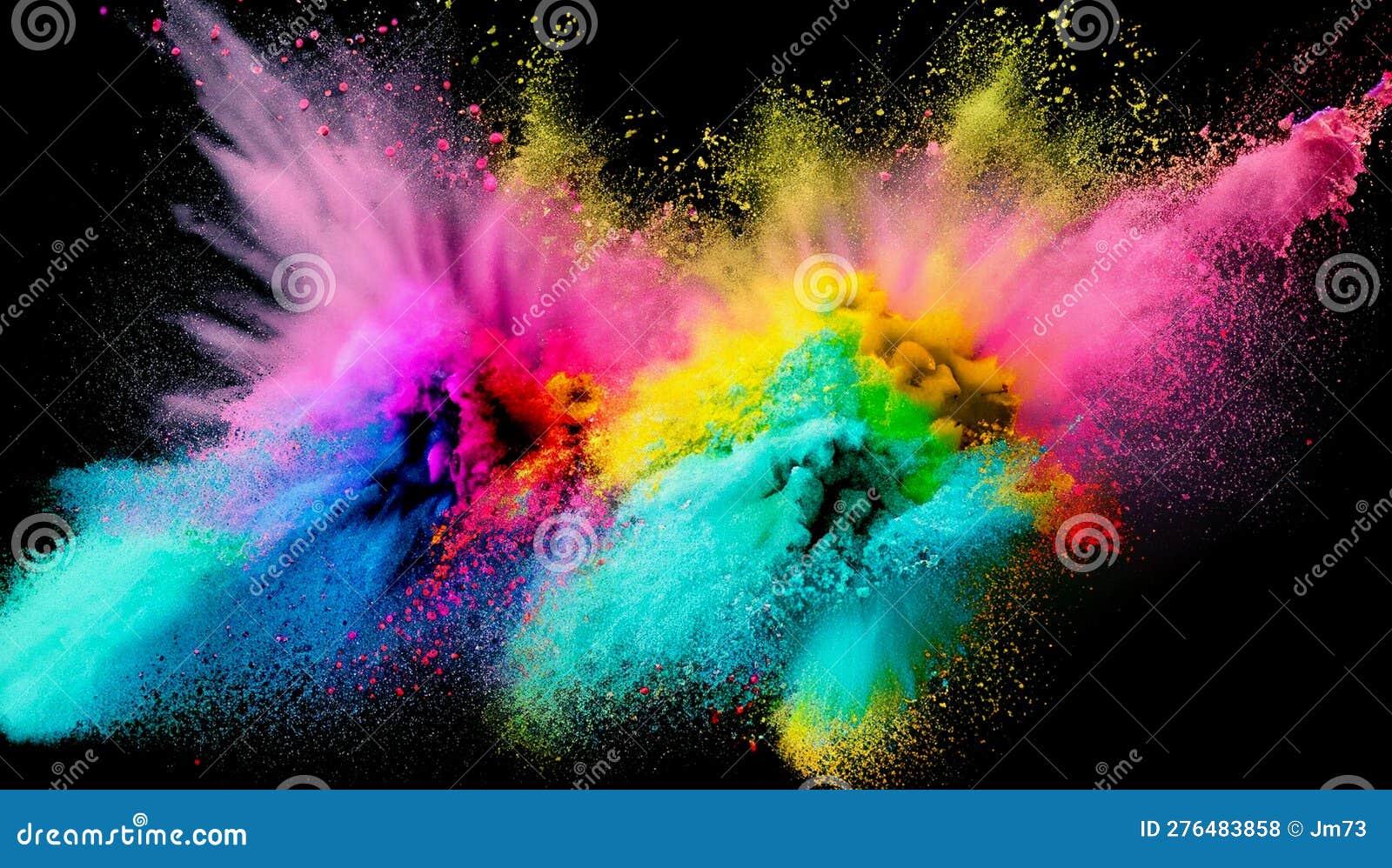 Colored Dust Explosion on Black Background Stock Illustration ...