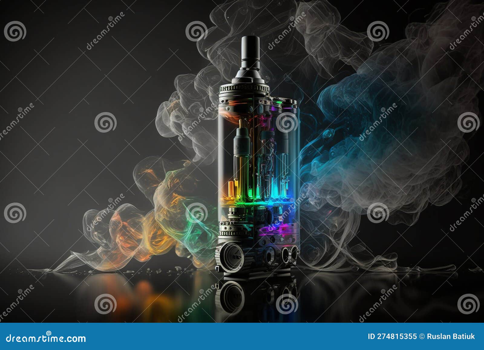 Colored E-cigarettes for Vaping and Various Fruits. the Symbol of the ...