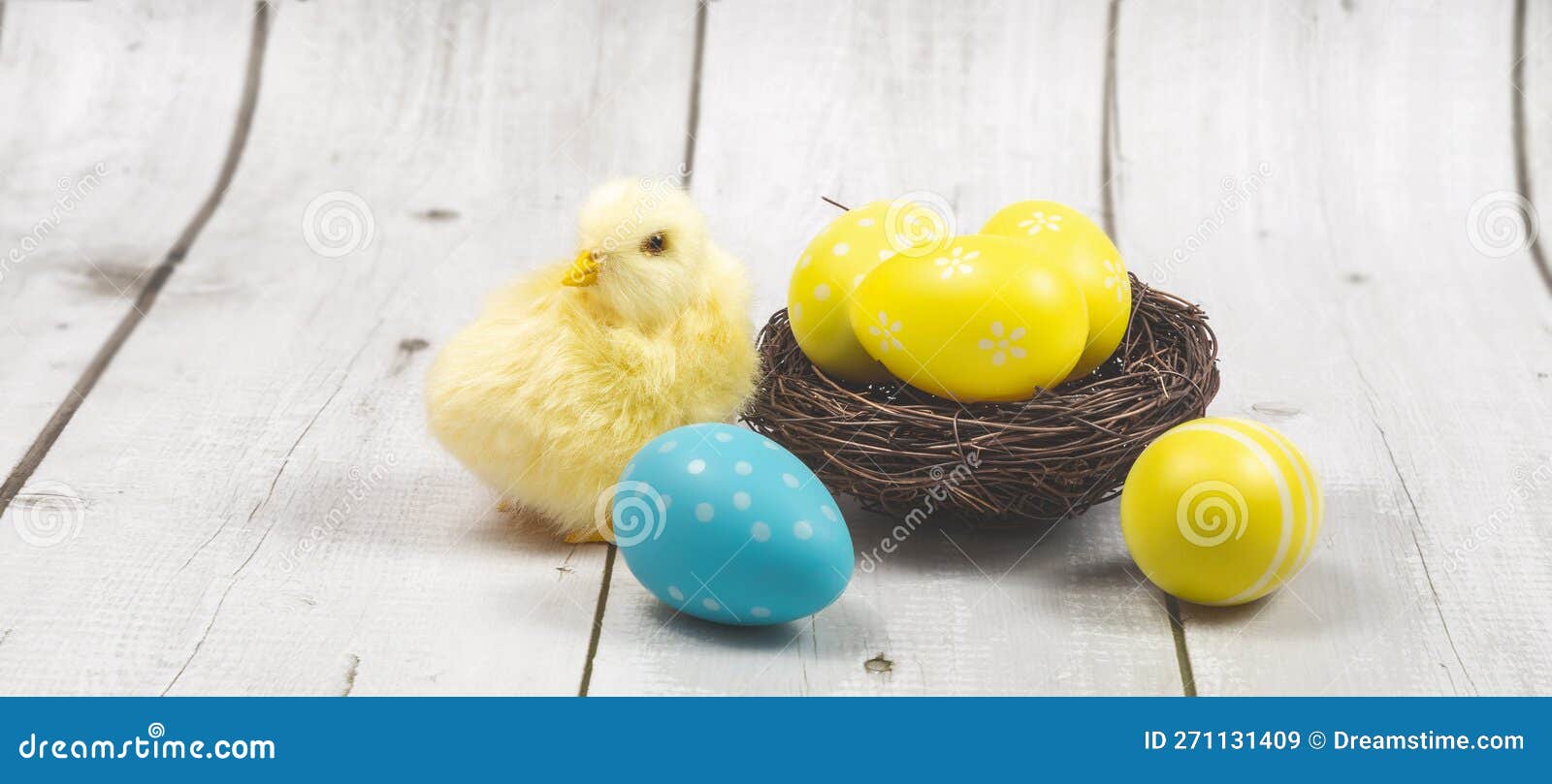 Colored Easter Eggs with Little Chicken. Easter Card Stock Image ...