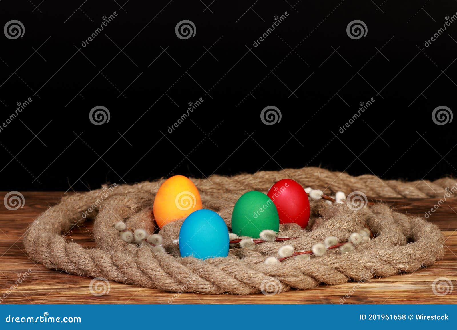 Colored Easter Eggs in a Rope Stock Photo - Image of eggs, painted ...