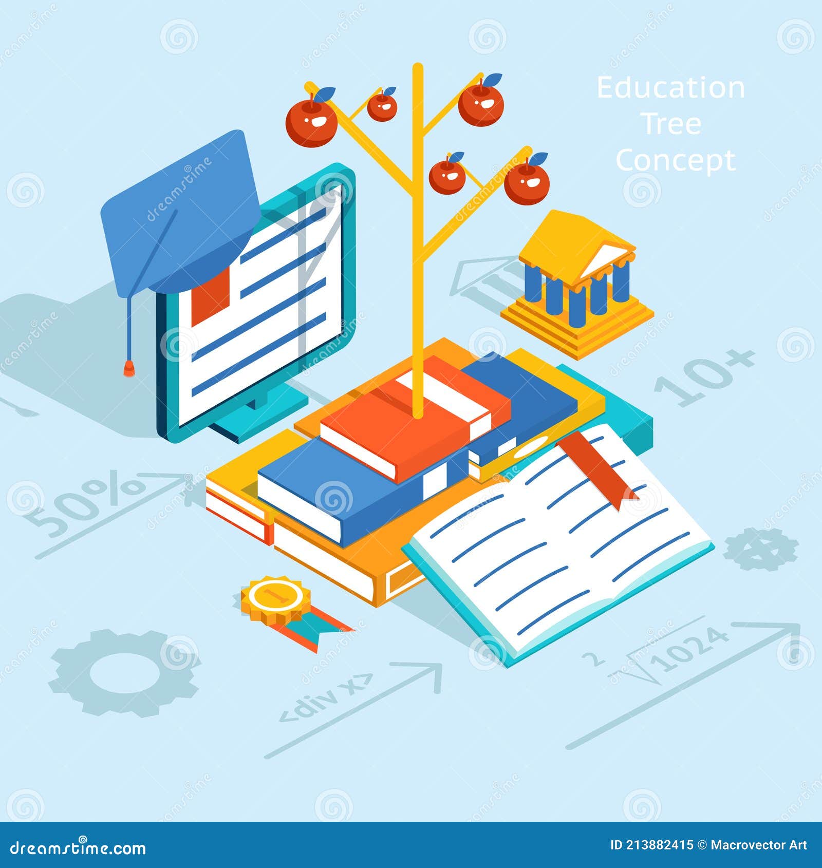 Colored Educational Tree Concept Graphic Design Stock Vector ...