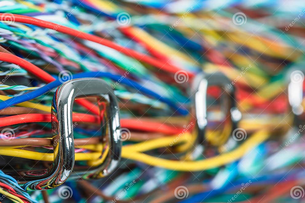 Colored Electric Cable on Hooks of Organizer Stock Photo - Image of ...