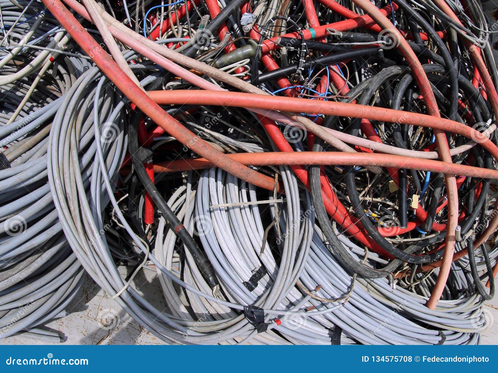Colored Electric Cables in a Container Stock Photo - Image of dump ...