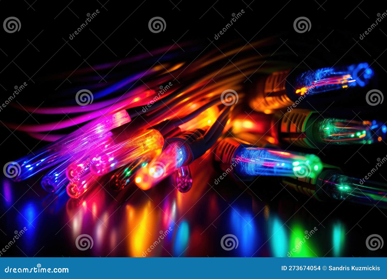 Colored Electric Cables and Led. Generative AI Stock Illustration ...