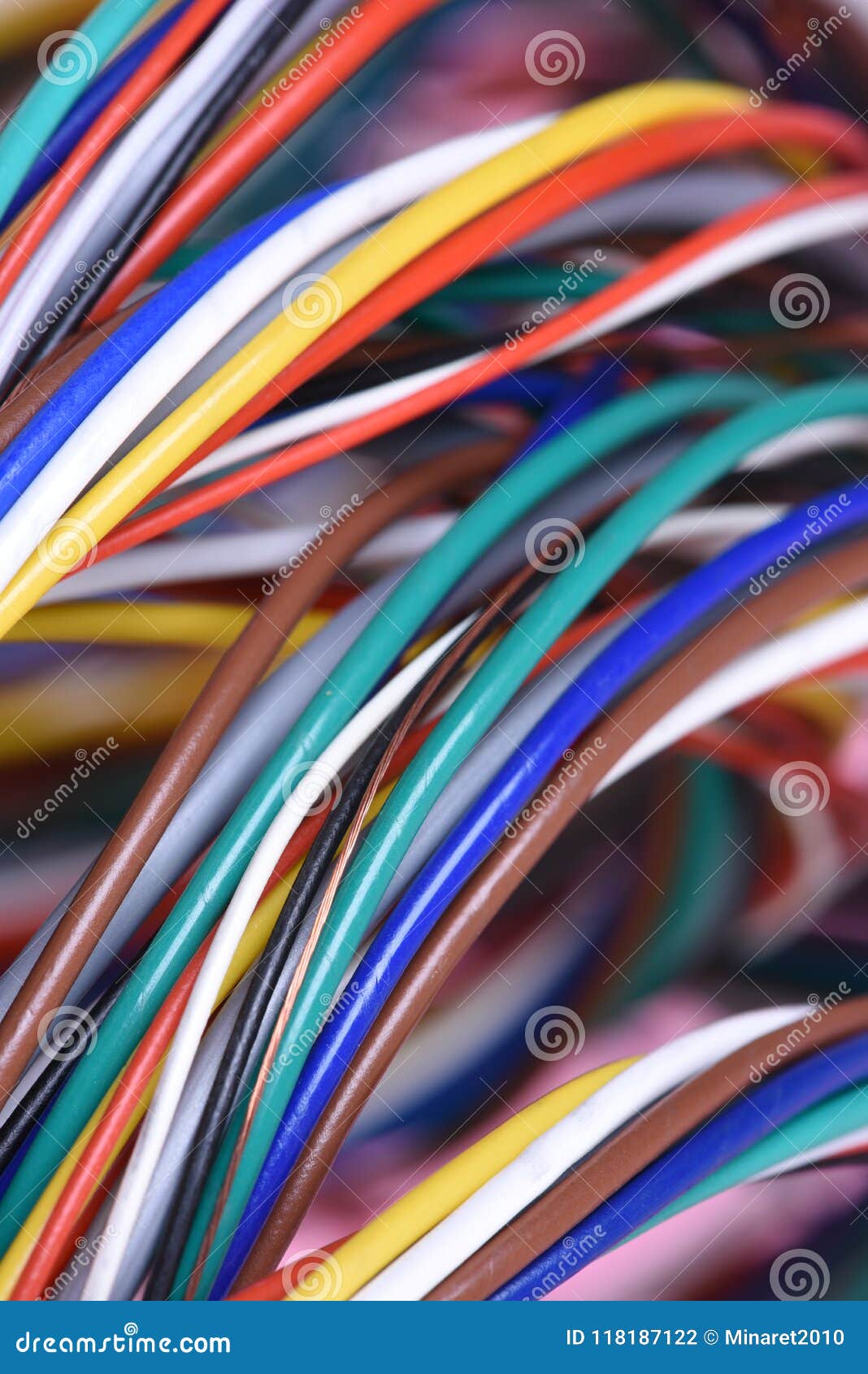 Colored electrical cable stock photo. Image of connection - 118187122