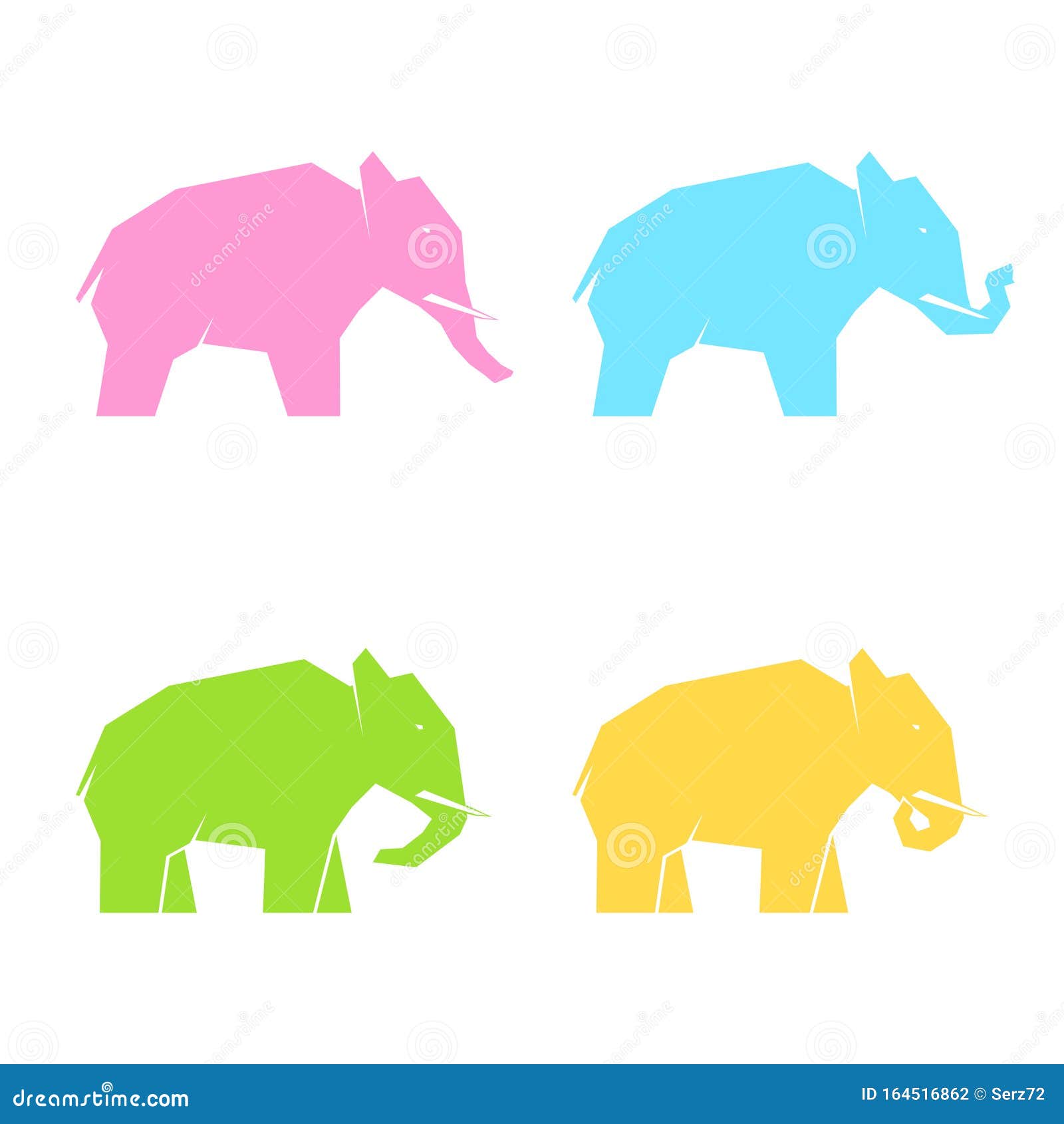 Colored Elephants in Different Poses Stock Vector - Illustration of ...