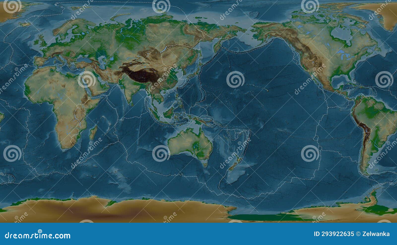 Caroline Plate - Global Map. Patterson Cylindrical. Physical Stock ...