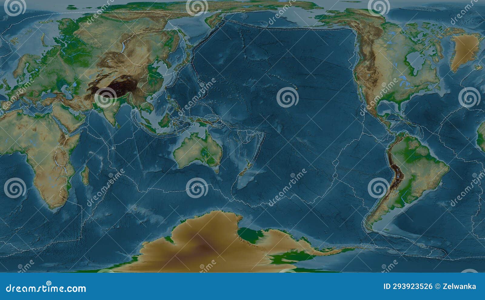 New Hebrides Plate - Global Map. Patterson Cylindrical. Physical Stock ...