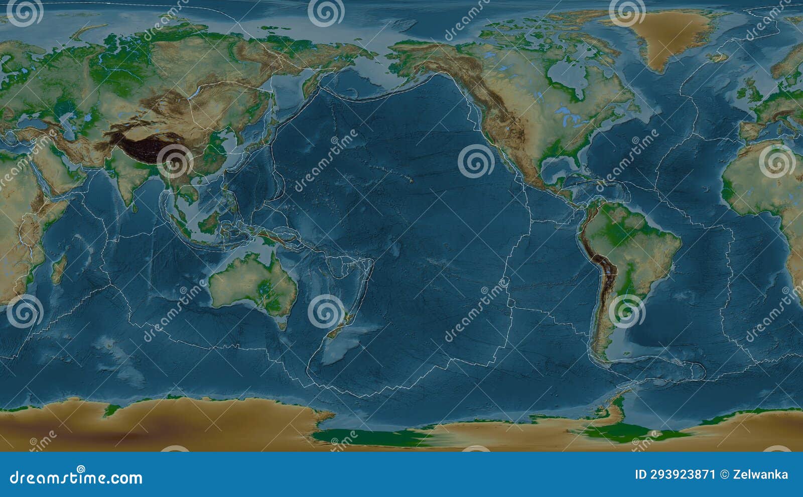 Pacific Plate - Global Map. Patterson Cylindrical. Physical Stock ...