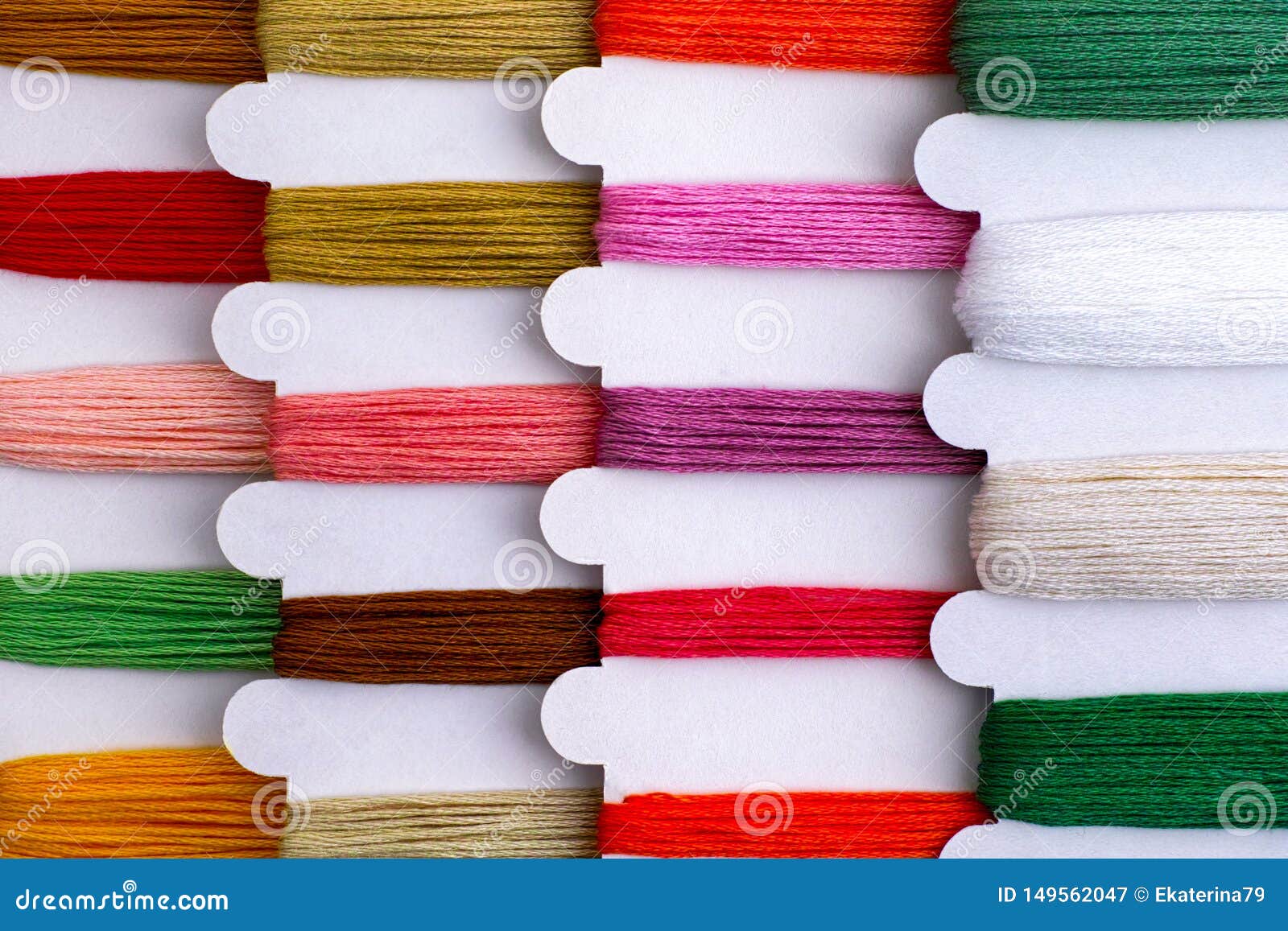 Colored Embroidery Threads on Spools in a Row Ready for Cross Stitch ...