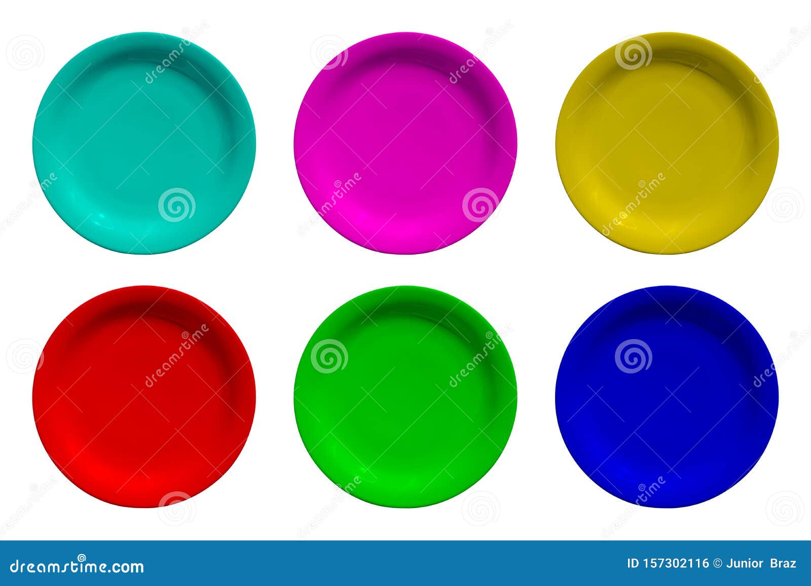 Colored Ceramic Round Plates Isolated on White Background Stock ...