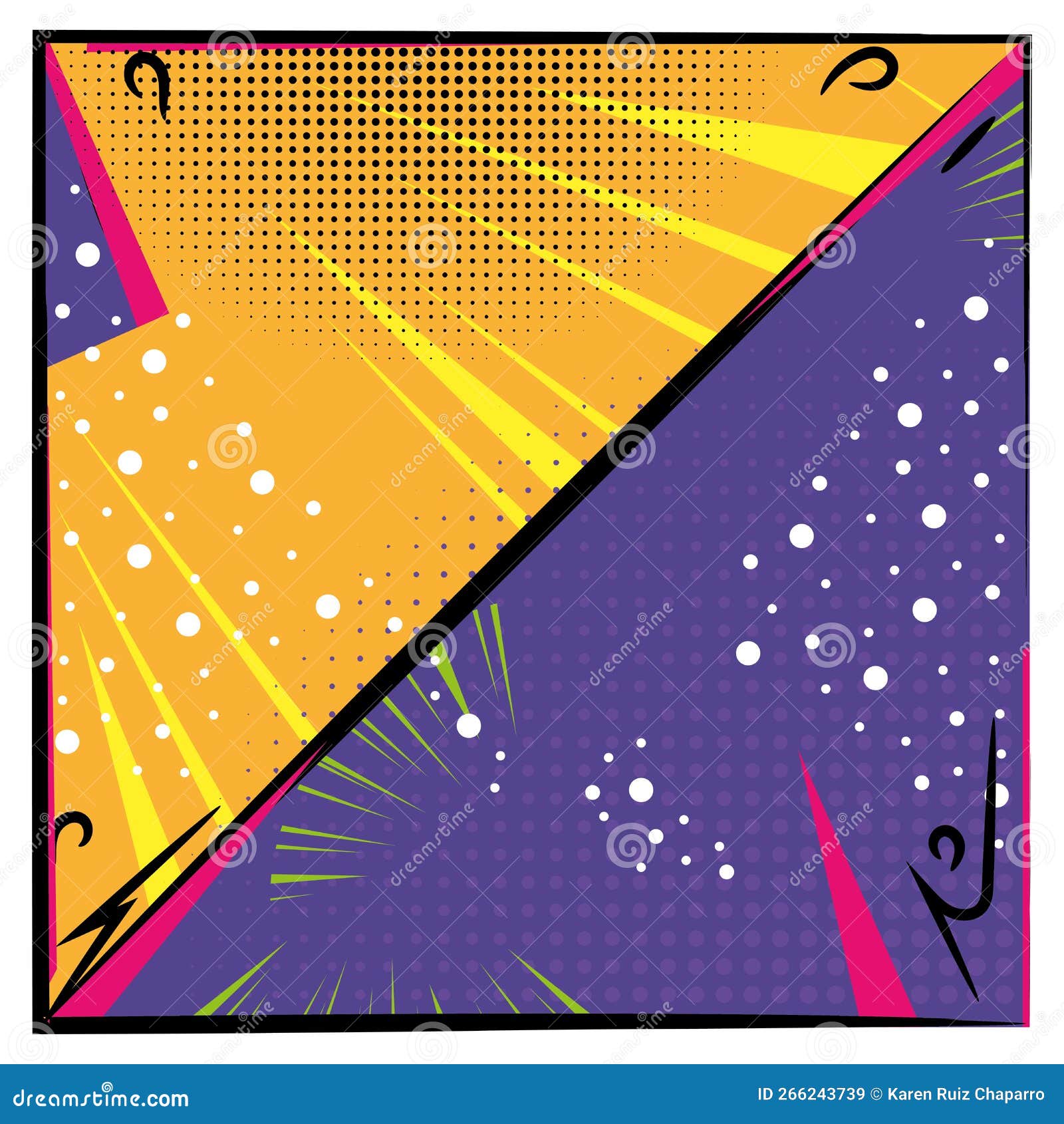 Colored Empty Comic Page with Halftone Effect Vector Stock Vector ...